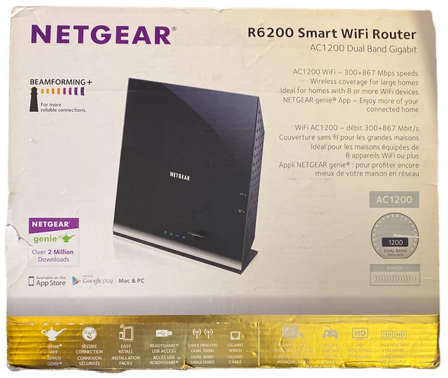 NETGEAR R6200 SMART WiFi Router AC1200 802.11ac Dual Band Gigabit $34. ...