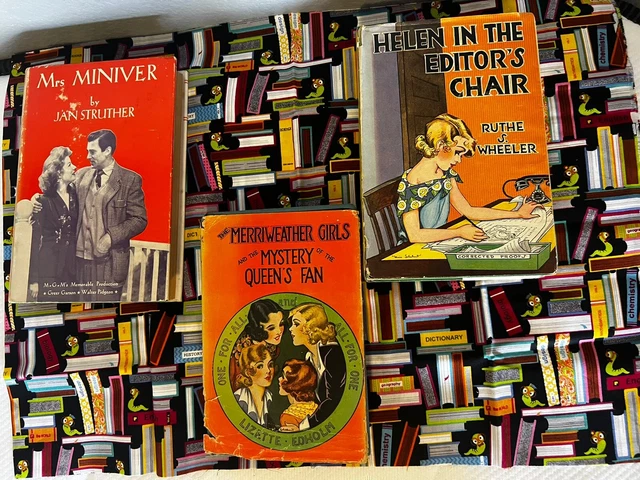 VINTAGE BOOKS MRS. Miniver, merriweather girls, Helen in editors chair ...