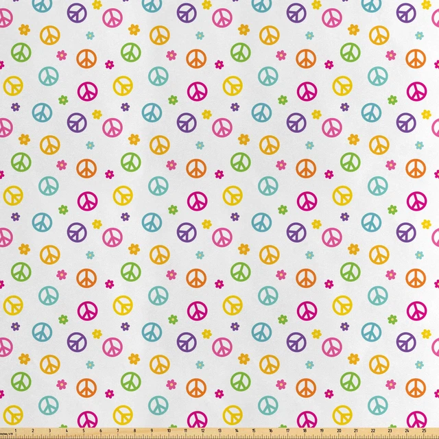 SENSATIONNEL TISSUS AU Mètre satin Old Peace Sign EUR 33,99 - PicClick FR