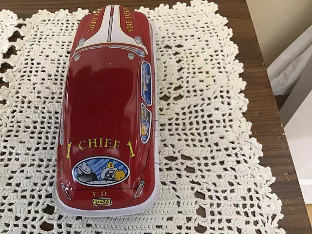 VINTAGE FRICTION Driven Fire Chief Tin Lithographed Car No. 1 $59.00 ...