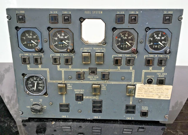 TRISTAR AIRCRAFT L-1011 Fuel System Panel with gauges Airbus Boeing No2 ...