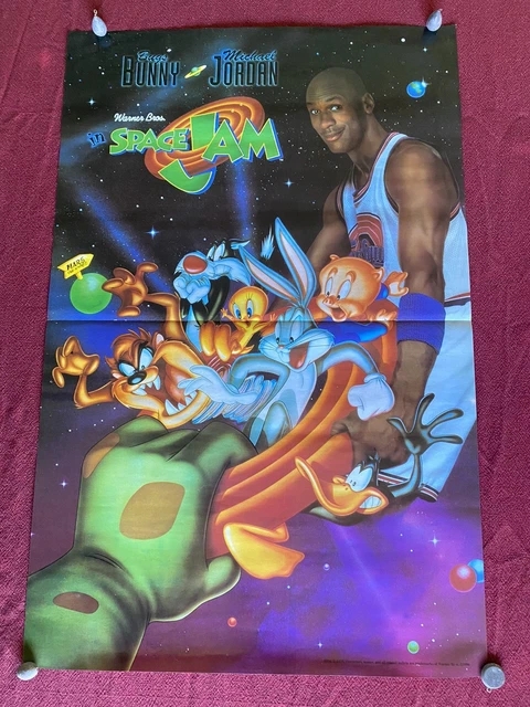 SPACE JAM POSTER Michael Jordan & Bugs Bunny 34”x22” Never Used 1996 ...