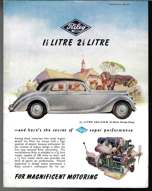 RILEY RM 1.5 Litre RME & 2.5 Litre RMF 1952-1953 UK Market Foldout ...