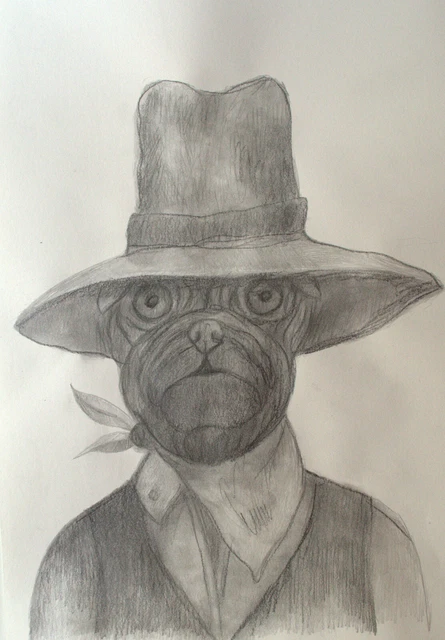 GRAPHIC ORIGINAL NO Poster Pug Dog Buli Buldoge Dog Drawing Urban Art ...