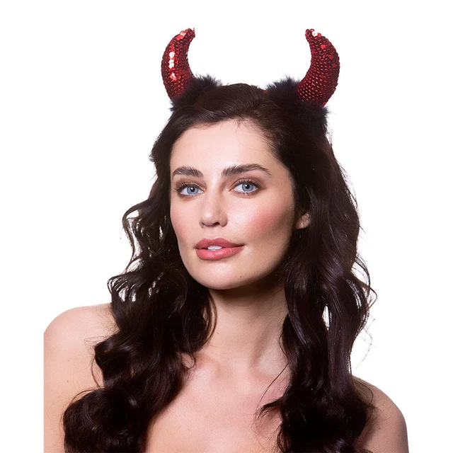 DE LUXE SEQUIN Cornes Diable Adultes Halloween Accessoire Déguisement ...