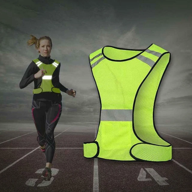 HIGH VISIBILITY REFLECTIVE Safety Fluorescent Mesh Vest Running Cycling ...