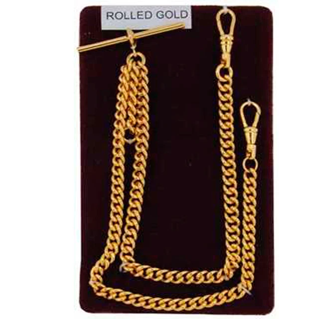 STUNNING DOUBLE ALBERT Rolled Gold 9ct Pocket Watch Chain Heavy ...
