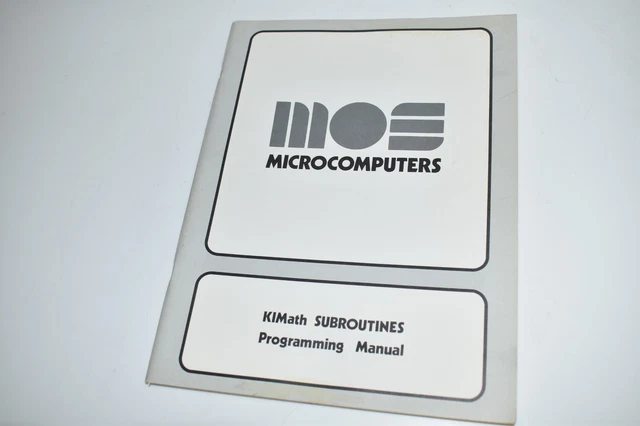 *KB* MOS Microcomputers Kimath Subroutines Programming Manual (Vwd12 ...