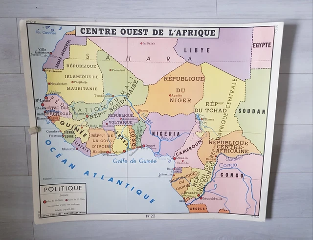 CARTE ÉCOLE AFFICHE scolaire 1960 Rossignol Afrique centre ouest végétation etc EUR 9,90 ...