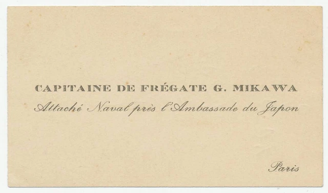 C 1930 BIGLIETTO da visita - Gunichi Mikawa - Addetto navale giapponese ...
