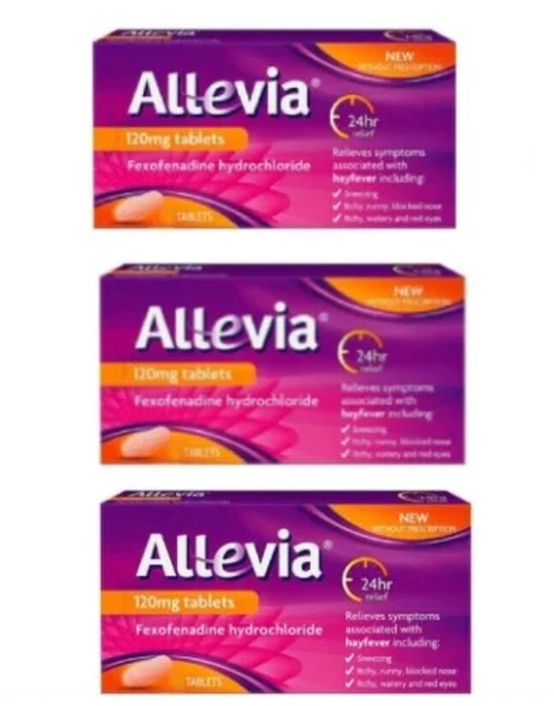 ALLEVIA 120MG TABLETS 3 X 30 Tablets Boxes BBE 01/27 IMPERFECT BOX £20. ...