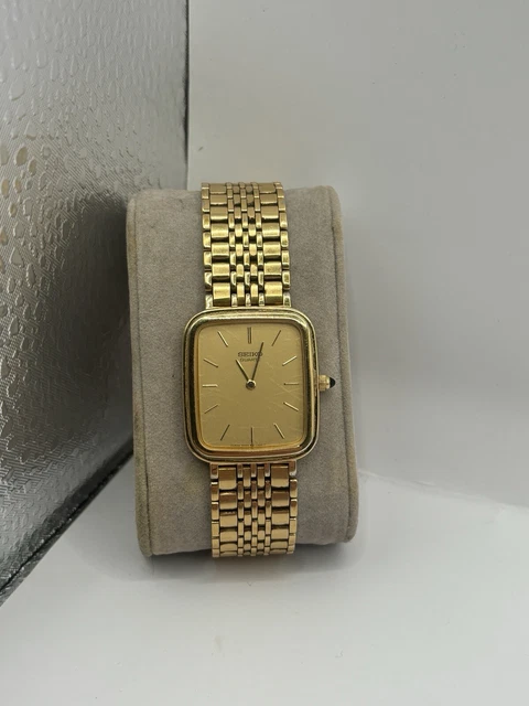 VINTAGE 80S GOLD Seiko Quartz Tank Men’s Watch Japan 9020-5240 New ...
