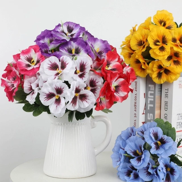 COLORFUL FIVE FORK Silk Pansies Floral Display Durable Living Room ...
