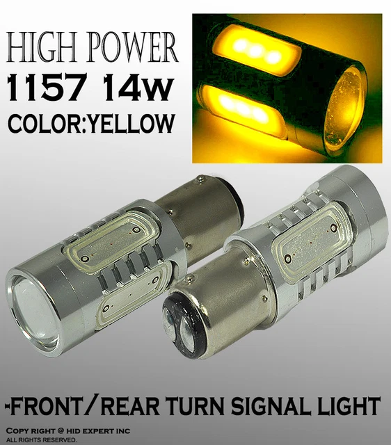 1157 BAY15D 14W Amber LED Replace For Rear Turn Signal Light Halogen ...