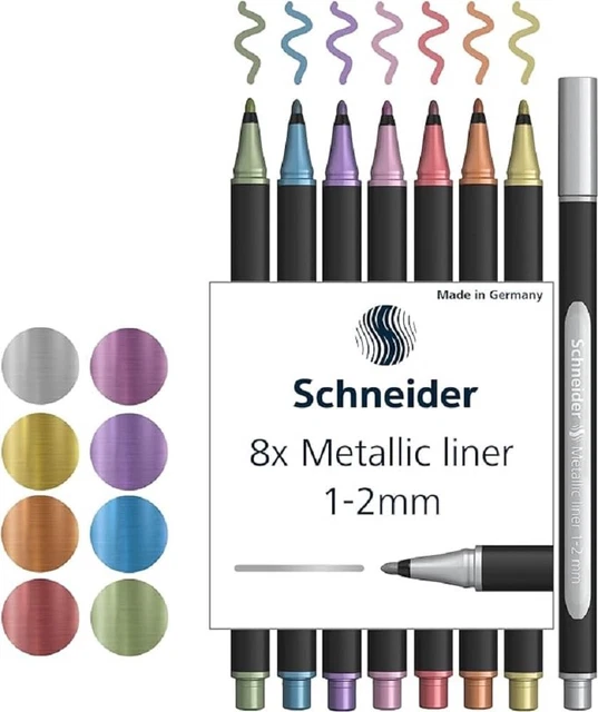 SCHNEIDER PAINT-IT 020 Metallic Liner 1-2mm Assorted, Wallet 8 pieces ...