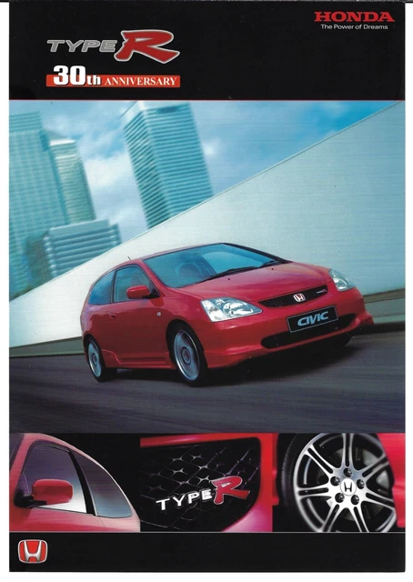 HONDA CIVIC TYPE R 30th Anniversary Ltd Edition 2002 UK Single Sheet ...