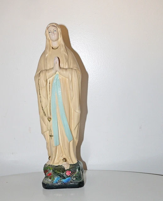 STATUETTE ANCIENNE EN plâtre La sainte Vierge Marie Notre Dame de ...