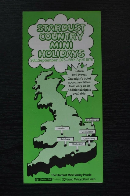 BRITISH RAILWAYS LEAFLET Stardust Country Mini Holidays Sept 1975 ...