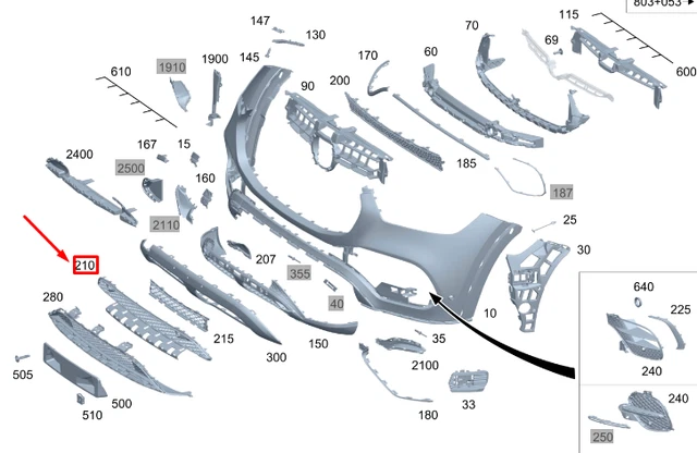 MERCEDES-BENZ GLE W167 Front Bumper Center Grille Cover A1678852610 NEW ...