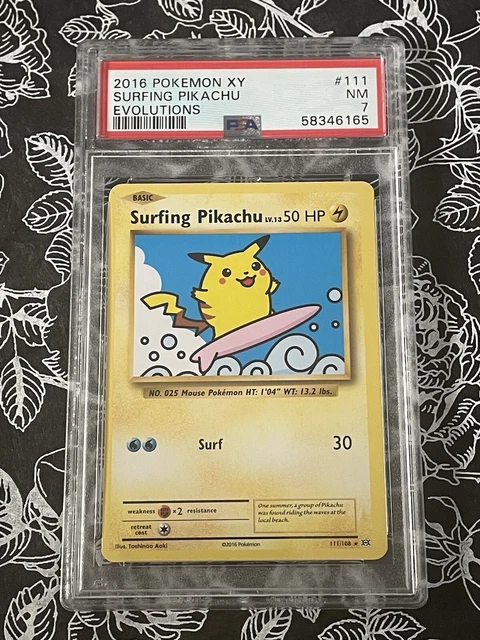 POKÉMON TCG SURFING Pikachu XY Evolutions 111/108 Regular Secret Rare ...