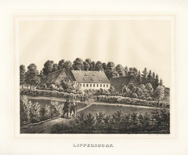 RITTERGUT LIPPERSDORF POCKAU Erzgebirge Sachsen Lithographie Poenicke ...