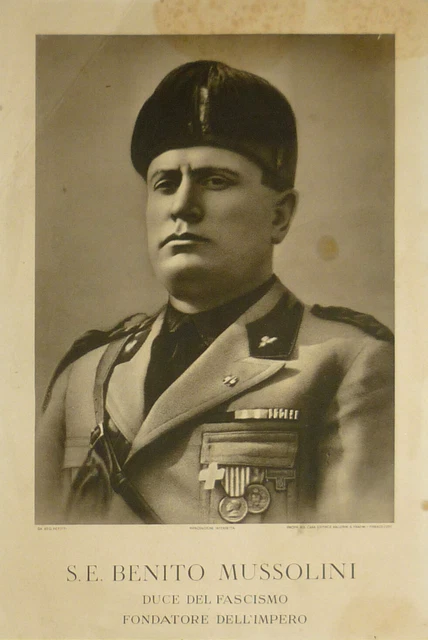 ---BENITO MUSSOLINI IL DUCE 1936 Photo Reproduction Antique Shirt Black ...