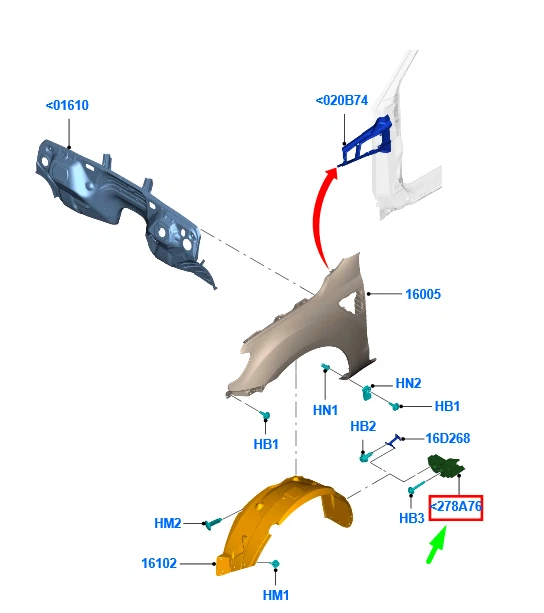FORD RANGER T6 MK1 Front Right Fender Reinforcement 1839402 NEW GENUINE ...