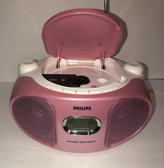 PHILIPS AZ102C/37 AM/FM RADIO BOOMBOX In Pink/White W Fixer Upper CD ...