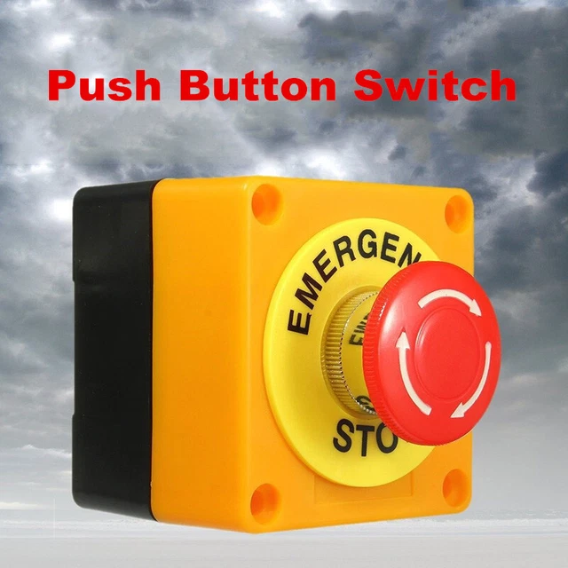 PLASTIC SHELL EMERGENCY Stop Mushroom Push Button Switch Station 1 NO 1 ...