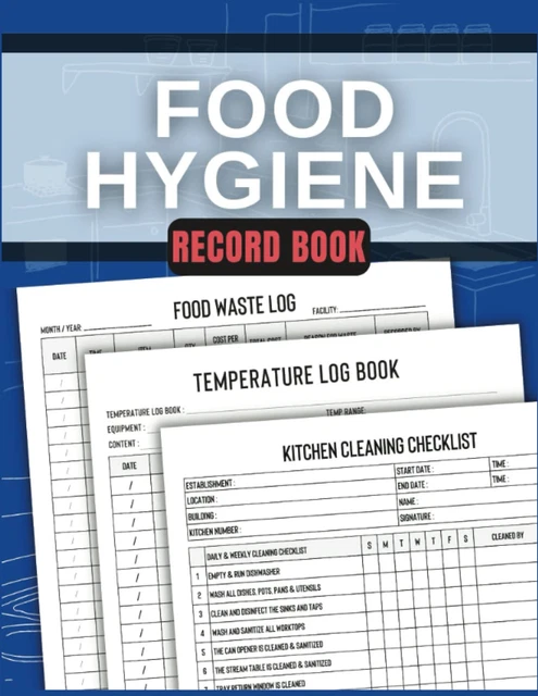 FOOD HYGIENE RECORD Book: Temperature, Kitchen Cleaning Checklist and ...