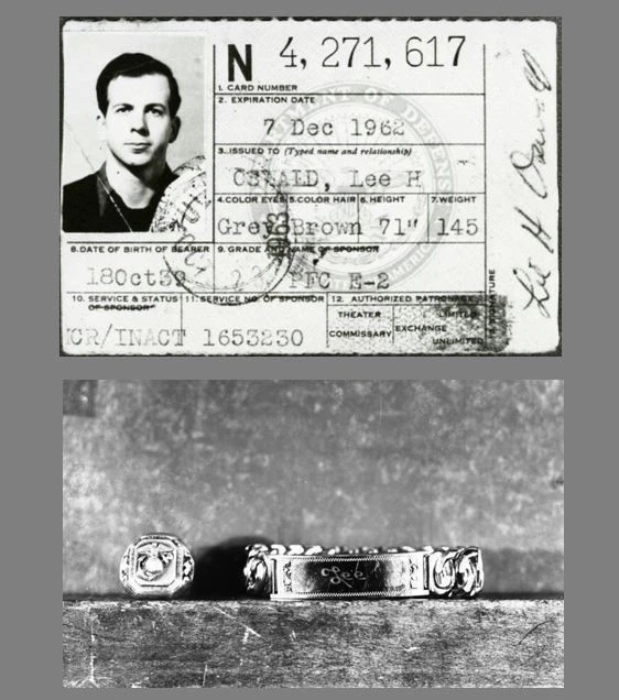 LEE HARVEY OSWALD Military ID Card 2 PHOTOS Ring Bracelet Kennedy lee-harvey-oswald-military-id-card-2-photos-ring-bracelet-kennedy