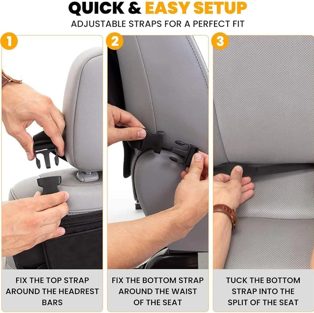 2PACK WATERPROOF BACK Seat Cover for Kids, Durable Kick Mats with 3 ...