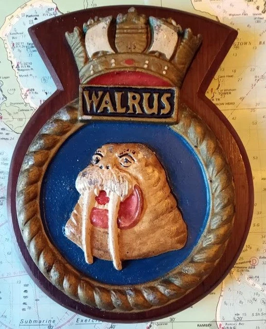 HMS WALRUS ROYAL Navy Metal Tampion Plaque Crest Shield Plaque 8"X7" £ ...