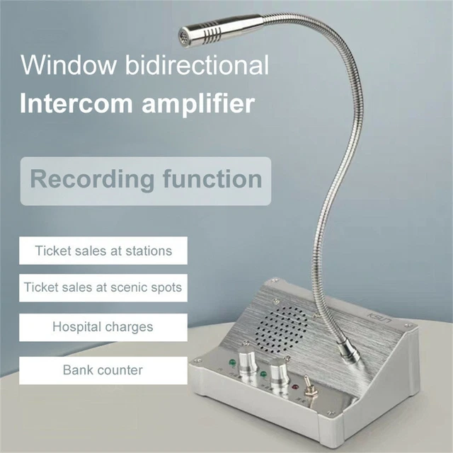 DUAL-WAY TALK THROUGH Window Glass Counter Intercom Station Office Bank ...