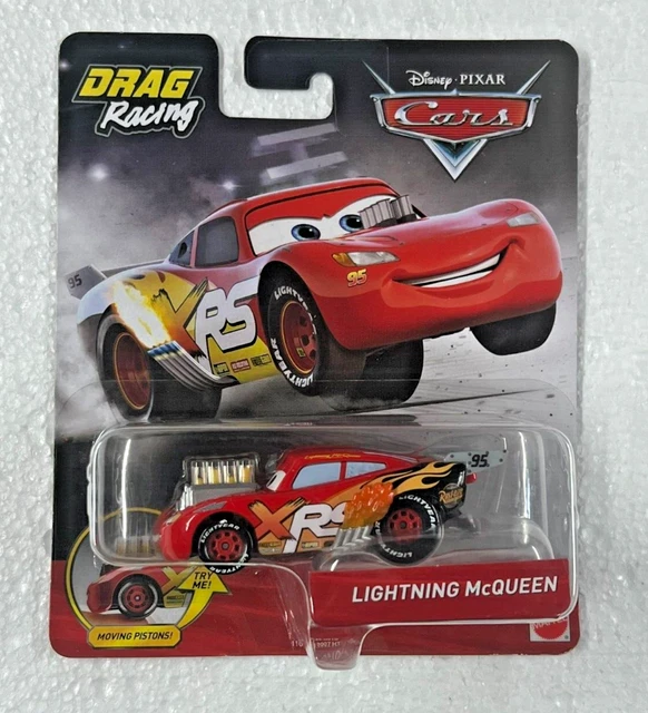DISNEY DIECAST LIGHTNING-MCQUEEN Drag Racing Moving Pistons 1:55 Scale ...