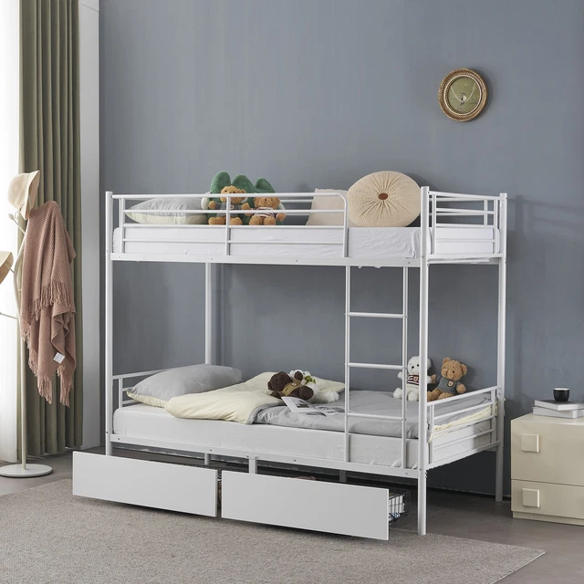 3FT BUNK BED Single Loft Sleeper Bed Frame with Ladder Two Drawers ...