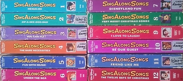 DISNEY SING ALONG Songs Complete VHS Tape Lot Vol. 1 2 3 4 5 6 7 8 9 10 ...