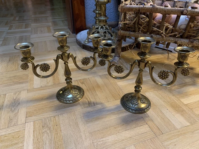 2 X SCHÖNER Messing Kerzenhalter Kerzenständer Kerzenleuchter 3-armig Paar EUR 45,00 - PicClick DE