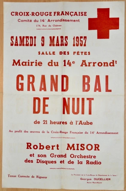 AFFICHE ANCIENNE CROIX Rouge Française Grand Bal de Nuit 1957 EUR 25,00 ...