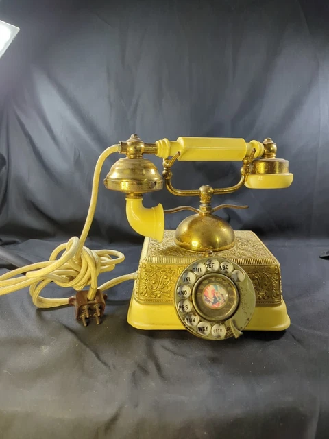 VINTAGE ROTARY DIAL Telephone Gold Radio Shack French Continental ...