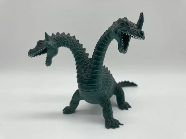 VINTAGE TWO HEADED Dragon Hydra Monster Plastic Rubber Toy 4.5" Hong ...