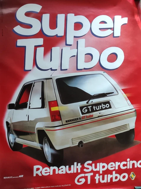 GRANDE AFFICHE POSTER RENAULT 5 GT TURBO R5 GT TURBO originale Garage ...
