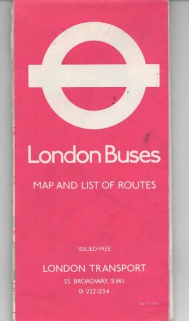 LONDON TRANSPORT - MAP AND LIST OF BUS ROUTES - 1975/No. 1 £4.00 ...