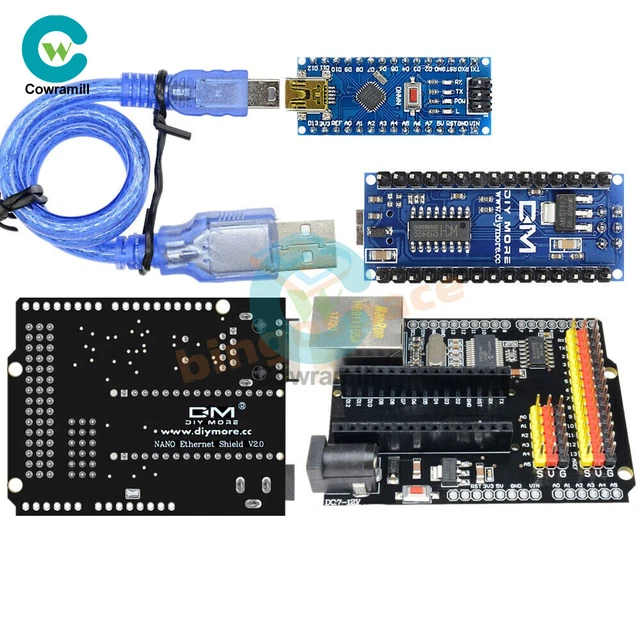 ETHERNET ENC28J60 SHIELD V2.0 Network ATmega328 CH340G Nano V3.0 Cable ...