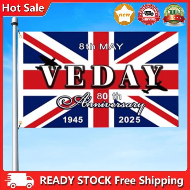 VE DAY 80TH Anniversary Flag Polyester VE Day Flag for Home Outdoor ...