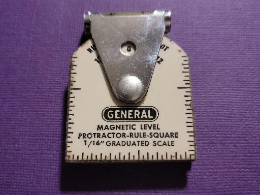 VINTAGE GENERAL HARDWARE Magnetic Level Protractor Rule Square 1/16 ...