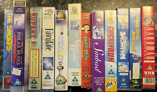 12 VHS FILMS, FAMILY/CHILDREN'S inc AARDMAN, ICE AGE, SMURFS, RUPERT ...