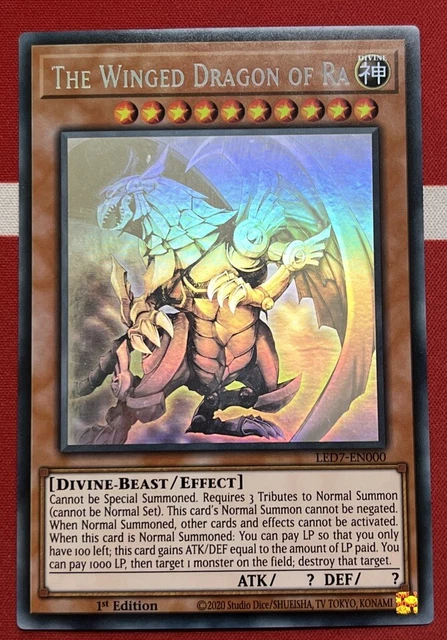 YU-GI-OH! THE WINGED Dragon of Ra Ghost Rare 1st Edition LED7-EN000 NM ...