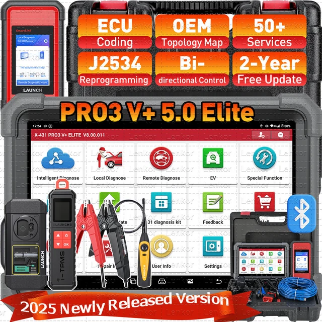 LAUNCH X431 PRO3S ELITE V+ 5.0 PRO5 Car Diagnostic Tool J2534 ...