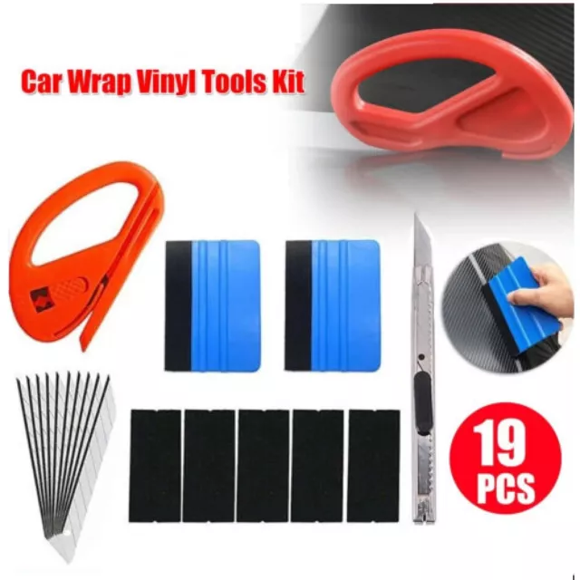 CAR WRAP VINYL Tools Kit Carbon Fiber Wrapping Squeegee Felt Magnet ...